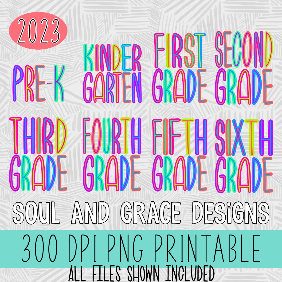 Back to School Bright Colors Grade Levels - PreK through Sixth – Soul ...