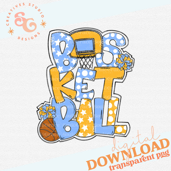Basketball Word Art Columbia Blue Athletic Gold – Soul & Grace Designs