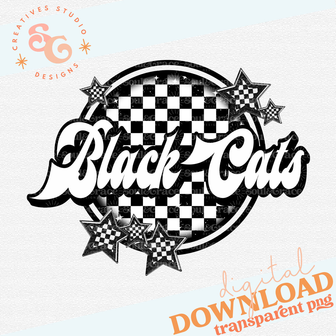 Black Cats Checker Mascots – Soul & Grace Designs