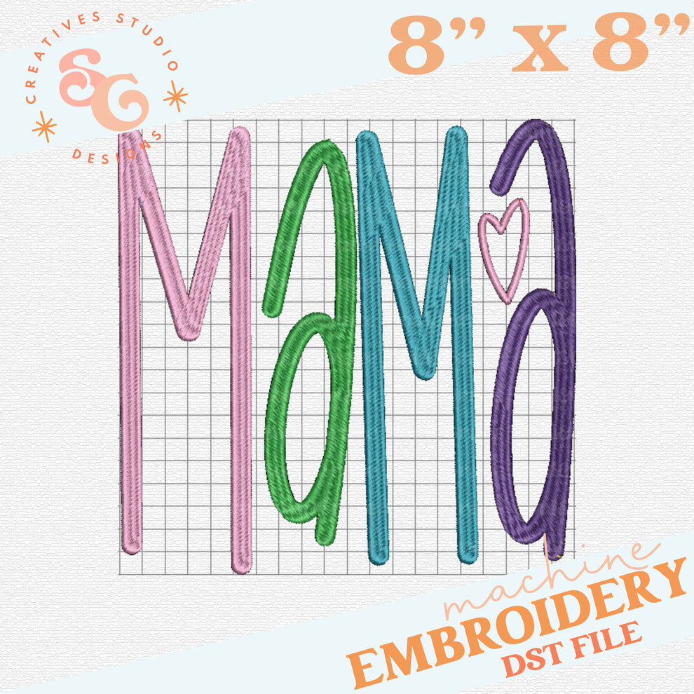 MAMA LETTERING MACHINE EMBROIDERY FILE 3.75" & 8" WIDE [DST FORMAT ...