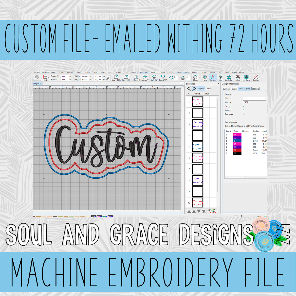 Custom Double Applique Embroidery File – Soul & Grace Designs