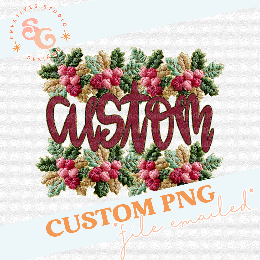 FRENCH KNOT HOLLY BORDER - CUSTOM – Soul & Grace Designs