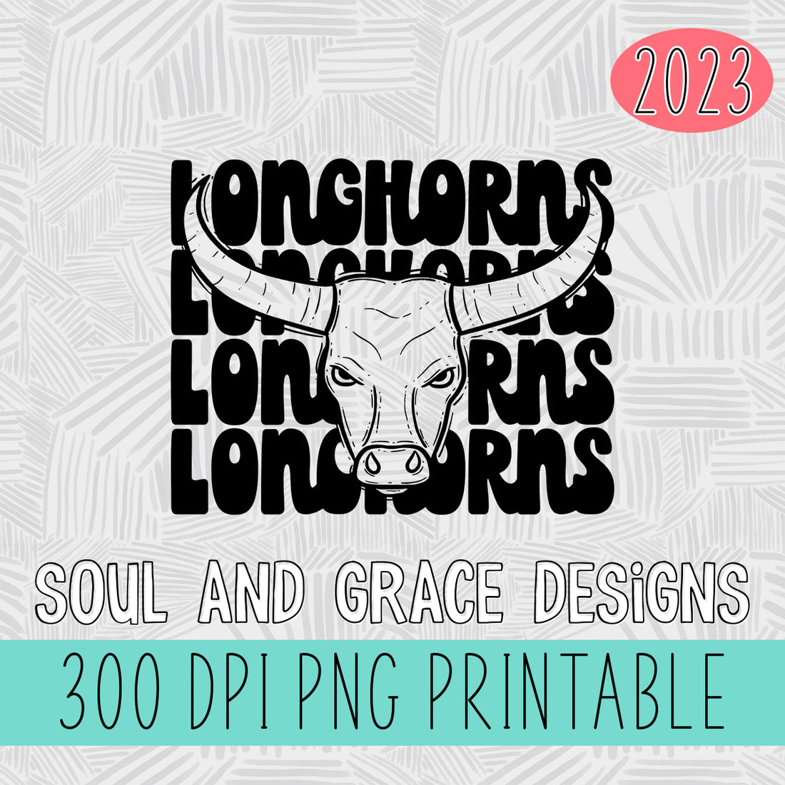 Longhorn Stacked Mascot – Soul & Grace Designs