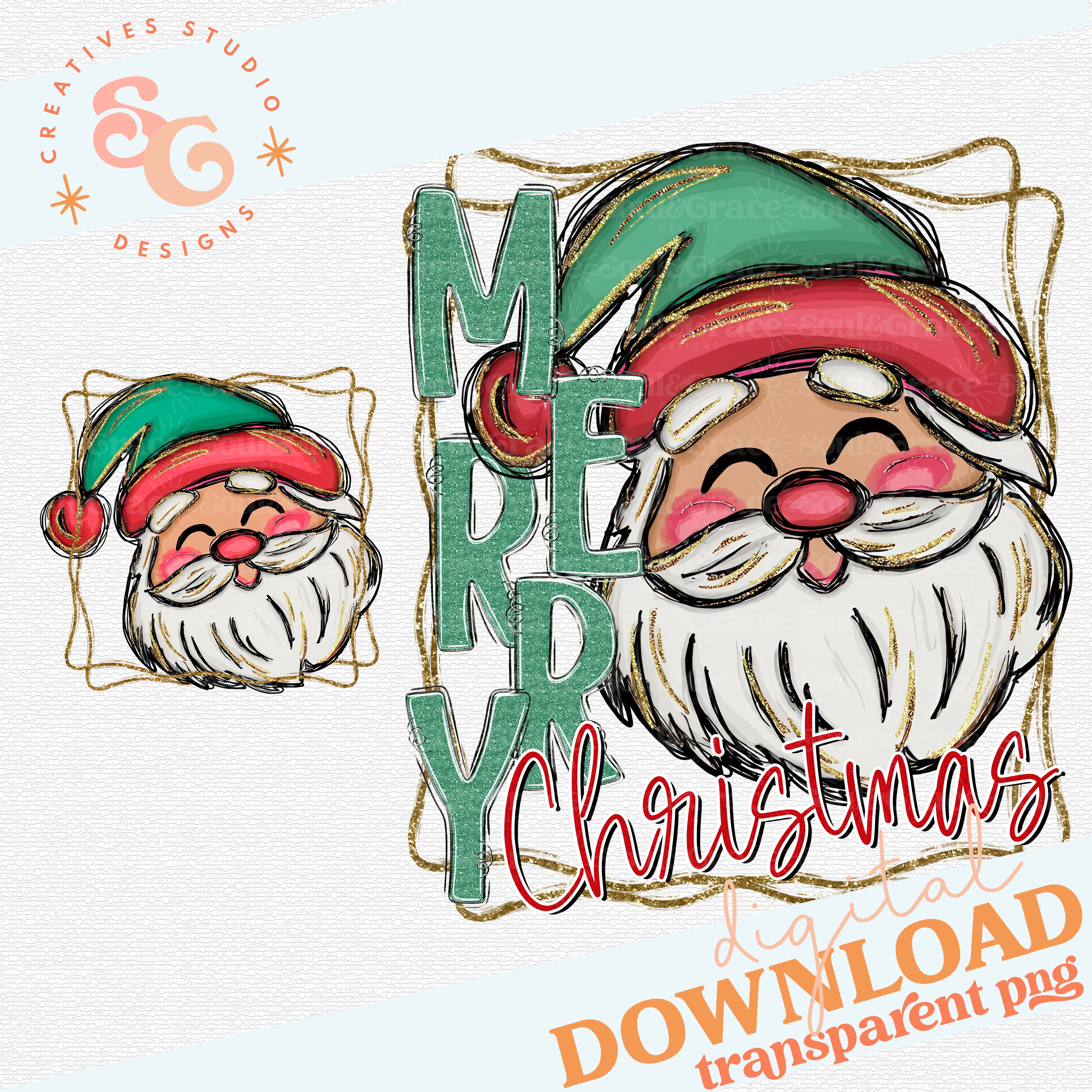 MERRY CHRISTMAS SANTA WITH POCKET – Soul & Grace Designs