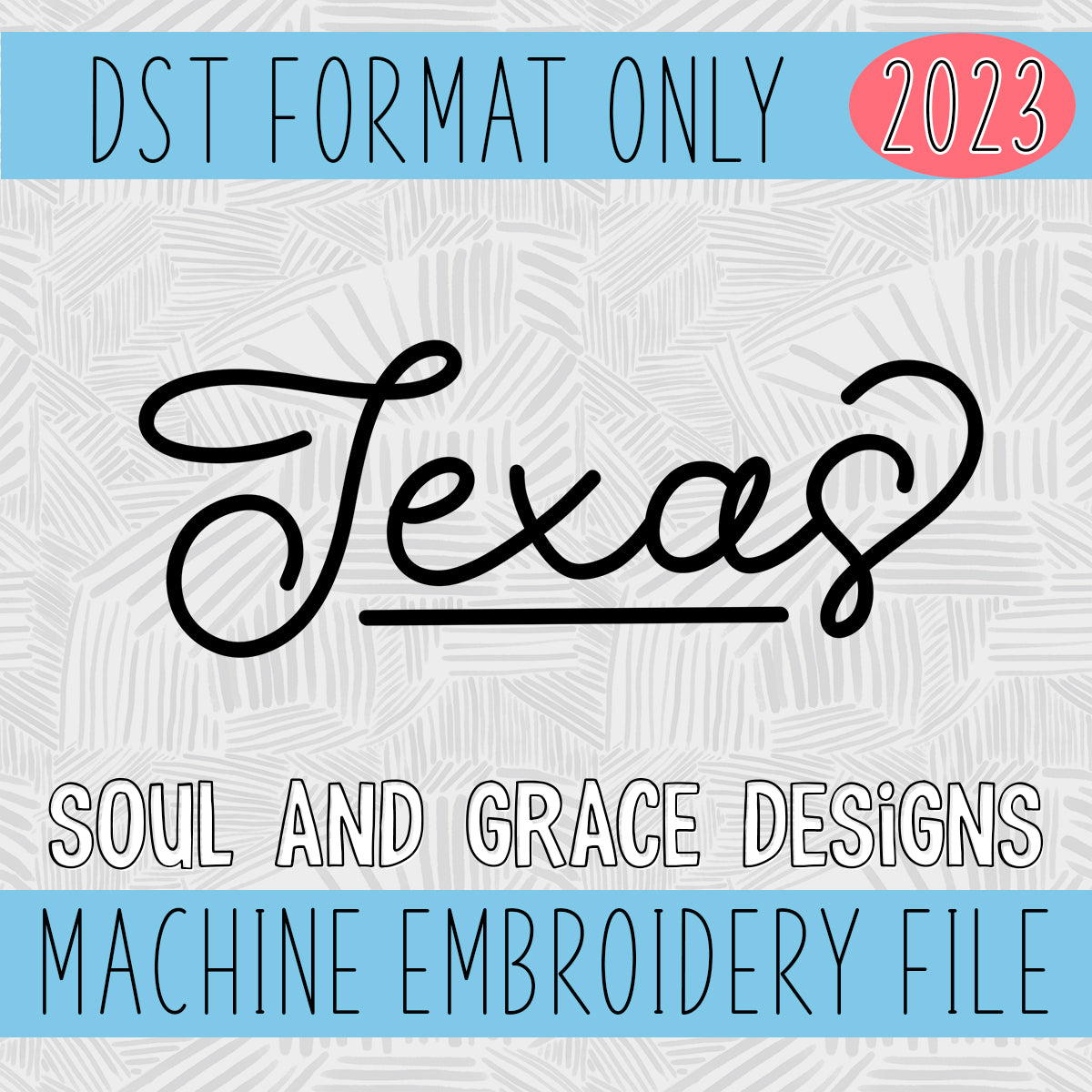 Handwritten Texas Machine Embroidery Design [DST] – Soul & Grace Designs