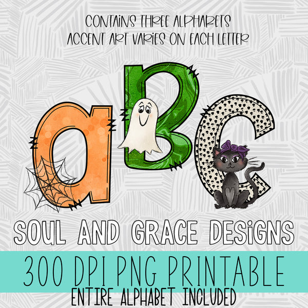 Halloween Mix & Match Alphabets [3 complete Alphas] – Soul & Grace Designs