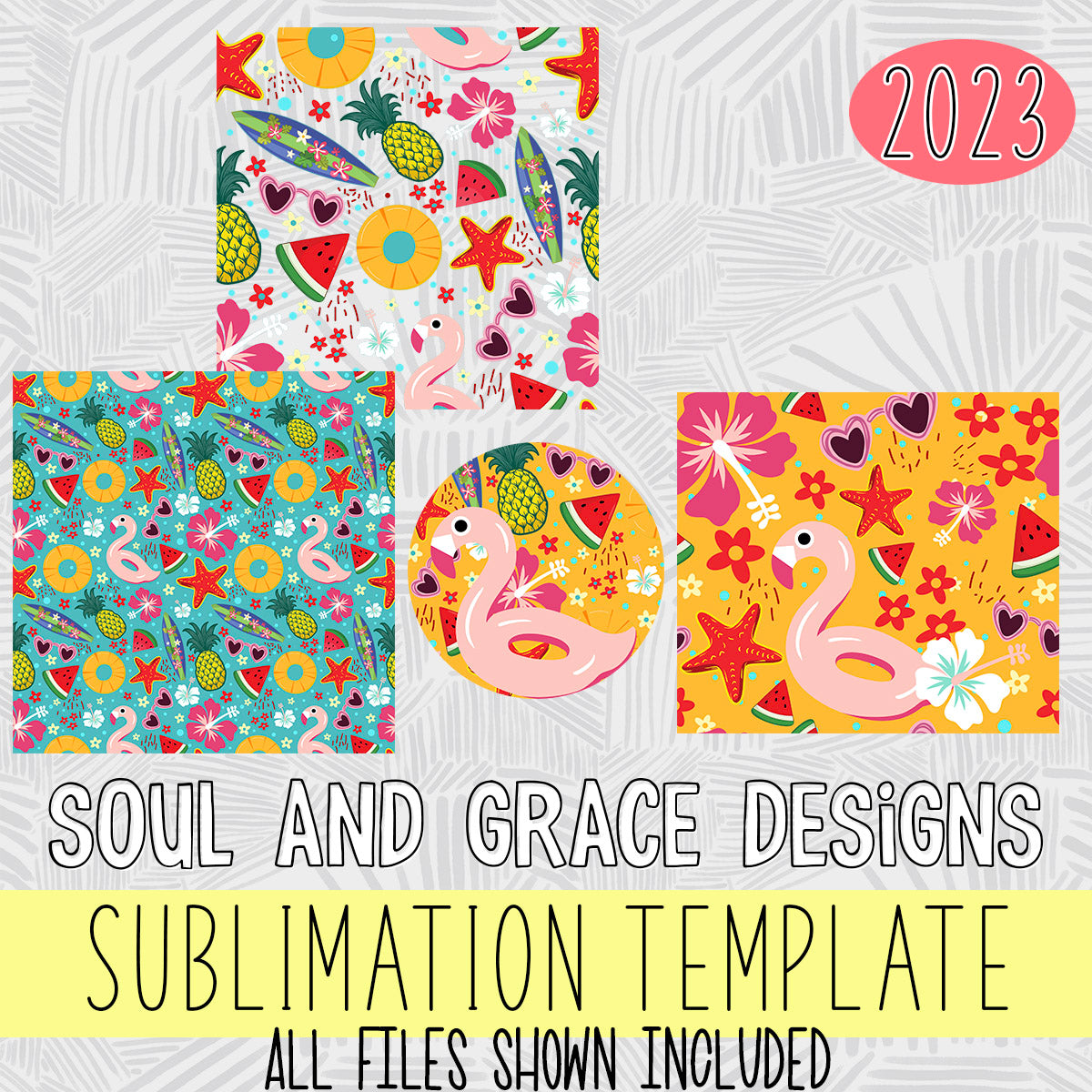 Summer Beach Sublimation Set [PNG Pattern Overlay, Round Coaster, Tumb ...